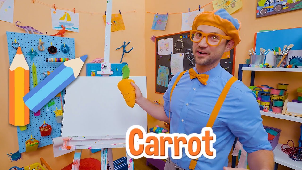 How To Draw A Carrot - EASY ART FOR KIDS! | Blippi's Drawing Lesson # ...