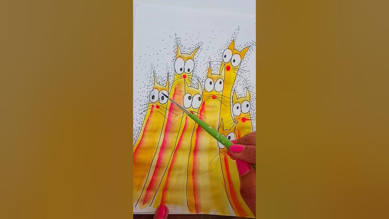 How to draw and color spooky cat || Black Cat drawing for kids - YouTube