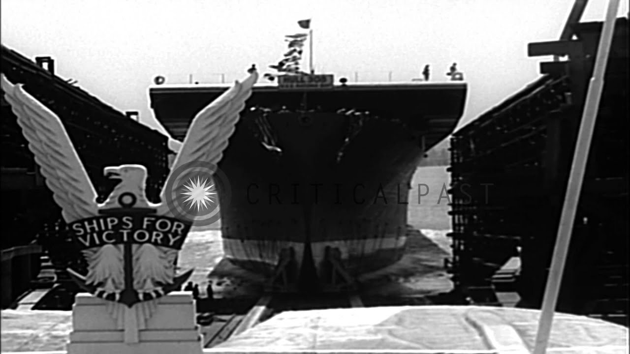 Christening and launching of USS Natoma Bay. HD Stock Footage - YouTube