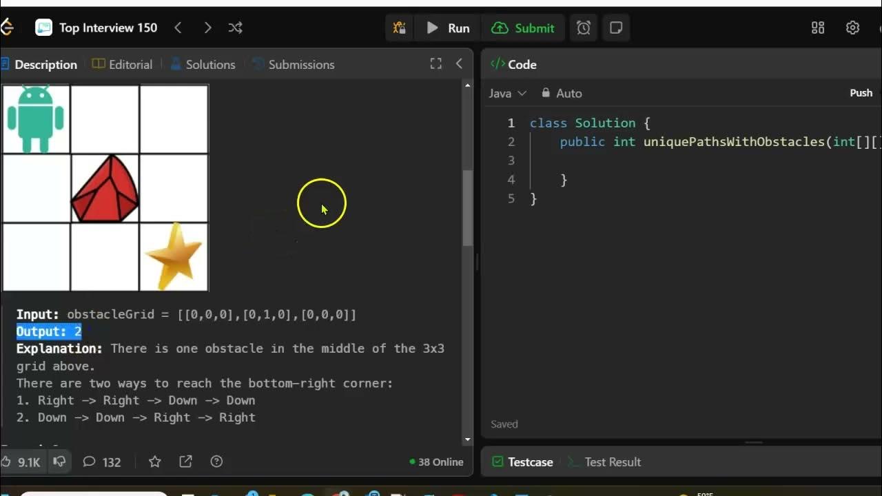Unique Paths II - Leetcode 63 - Multidimensional DP (Java) - YouTube