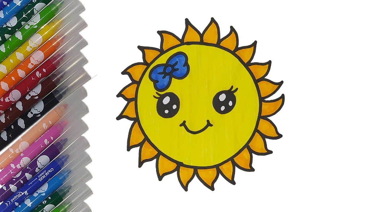 how to draw a sun step by step for kids - YouTube