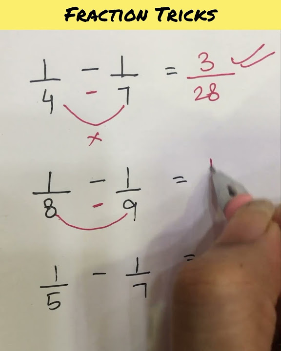 Short Maths Tricks Fraction Subtraction Tricks Trick Shorts Youtubeshorts Trending