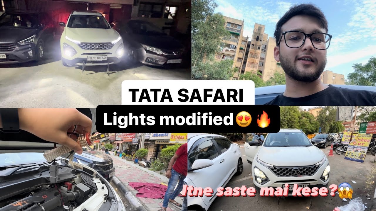 रात मैं दिन निकाल दिया 🔥| Tata Safari Fog lights modified 2023😍| Aksh ...