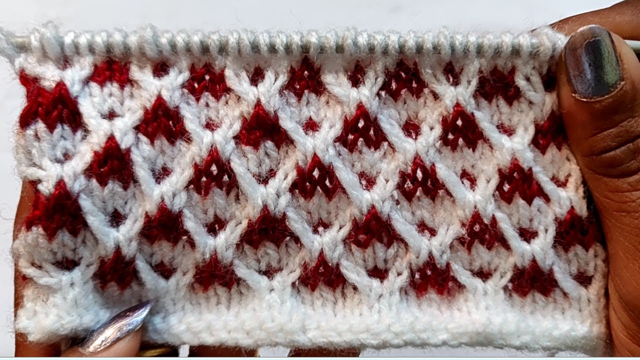 knitting Double Colour Design for sweater / cardigan || Easy ...