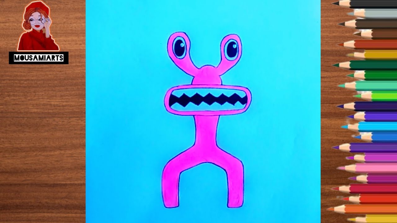 How To DRAW CHRACTER of RAINBOW FRIENDS - ROBLOX DRAWING - pink - YouTube