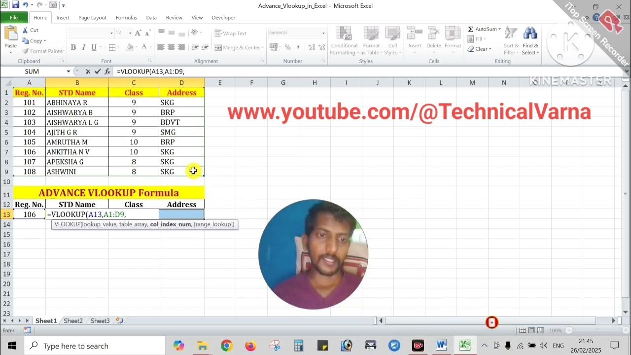 Advance Vlookup in Excel in Kannada @TechnicalVarna - YouTube
