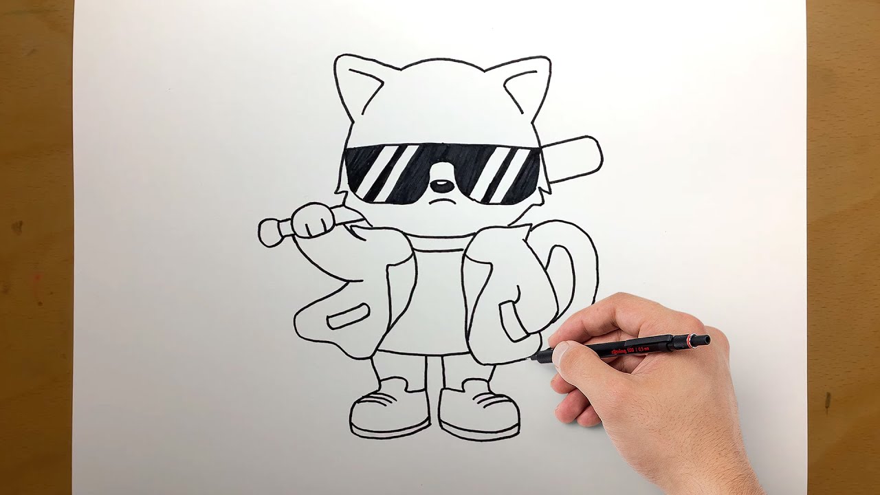 How To Draw A Cute Cool Cat Easy Step By Step Tutorial - YouTube