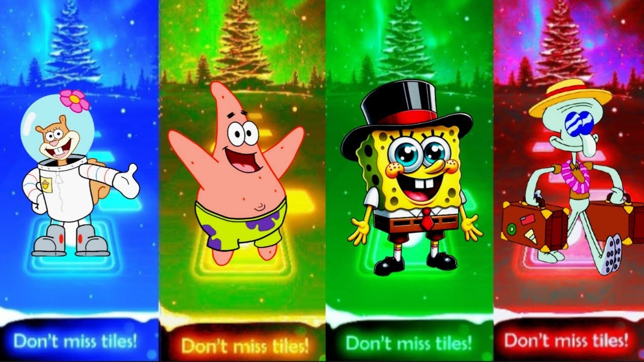 Patrick, Sandy, Squidward: Tiles Hop Party - YouTube