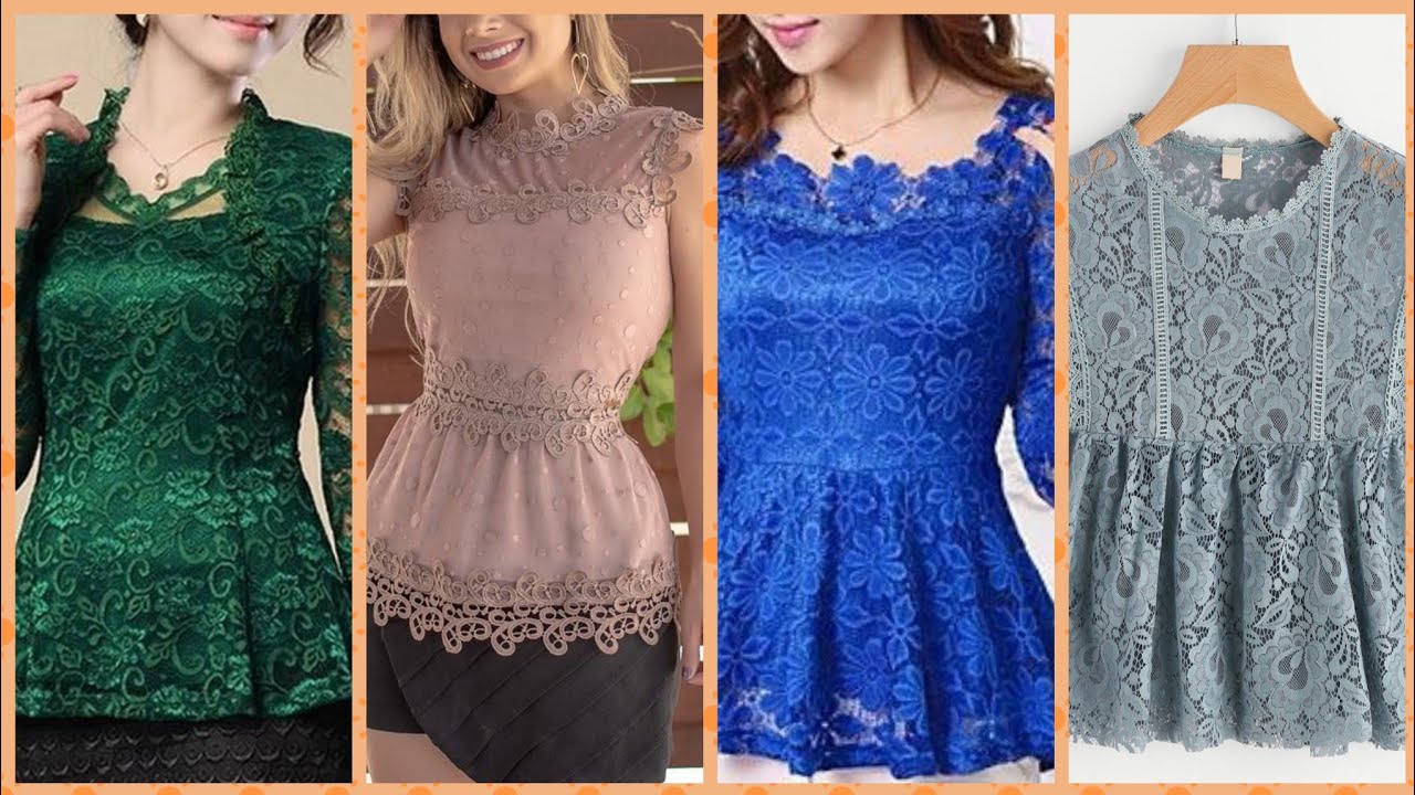 Powerful stylish gorgeous net laces paplum style blouses designs and ...