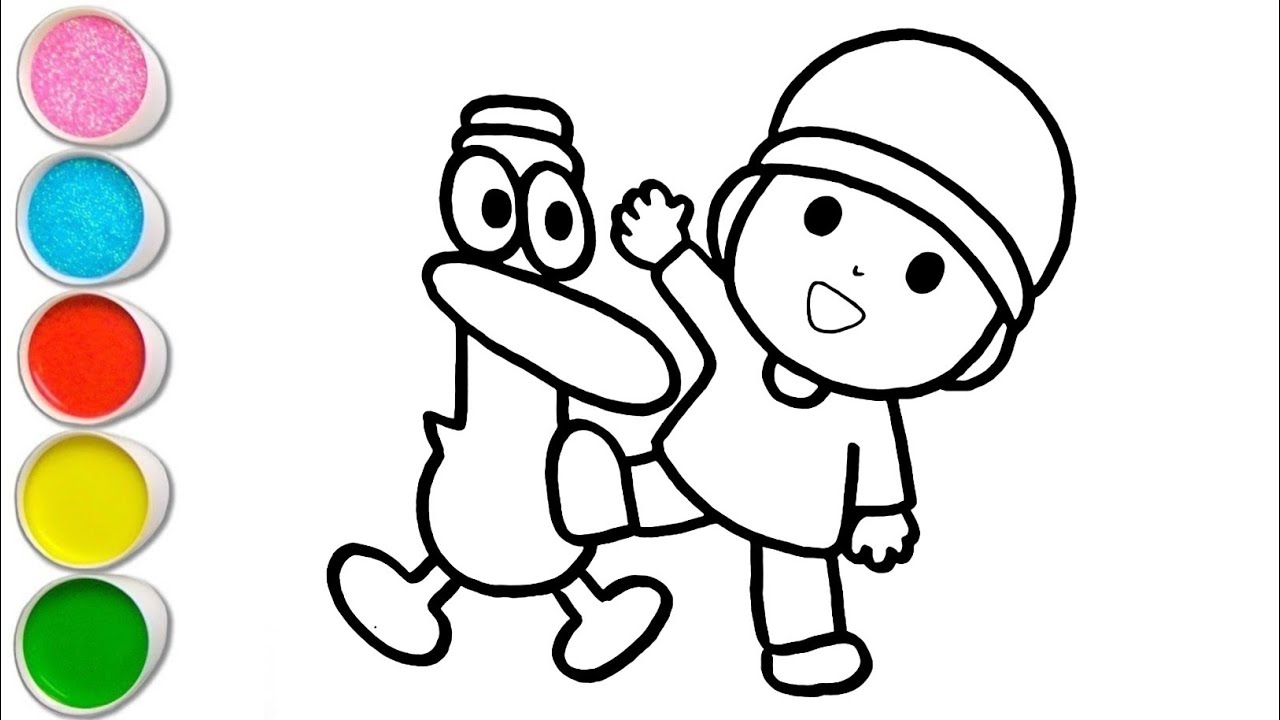 Cute Pato with Pocoyo Drawing, Painting and Coloring For Kids and ...