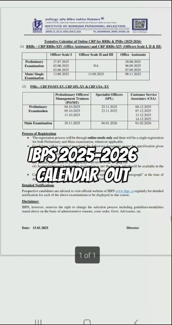 IBPS CALENDAR 2025-2026 OUT #ibpscalendar #ibps #ibpscalendar2025 # ...