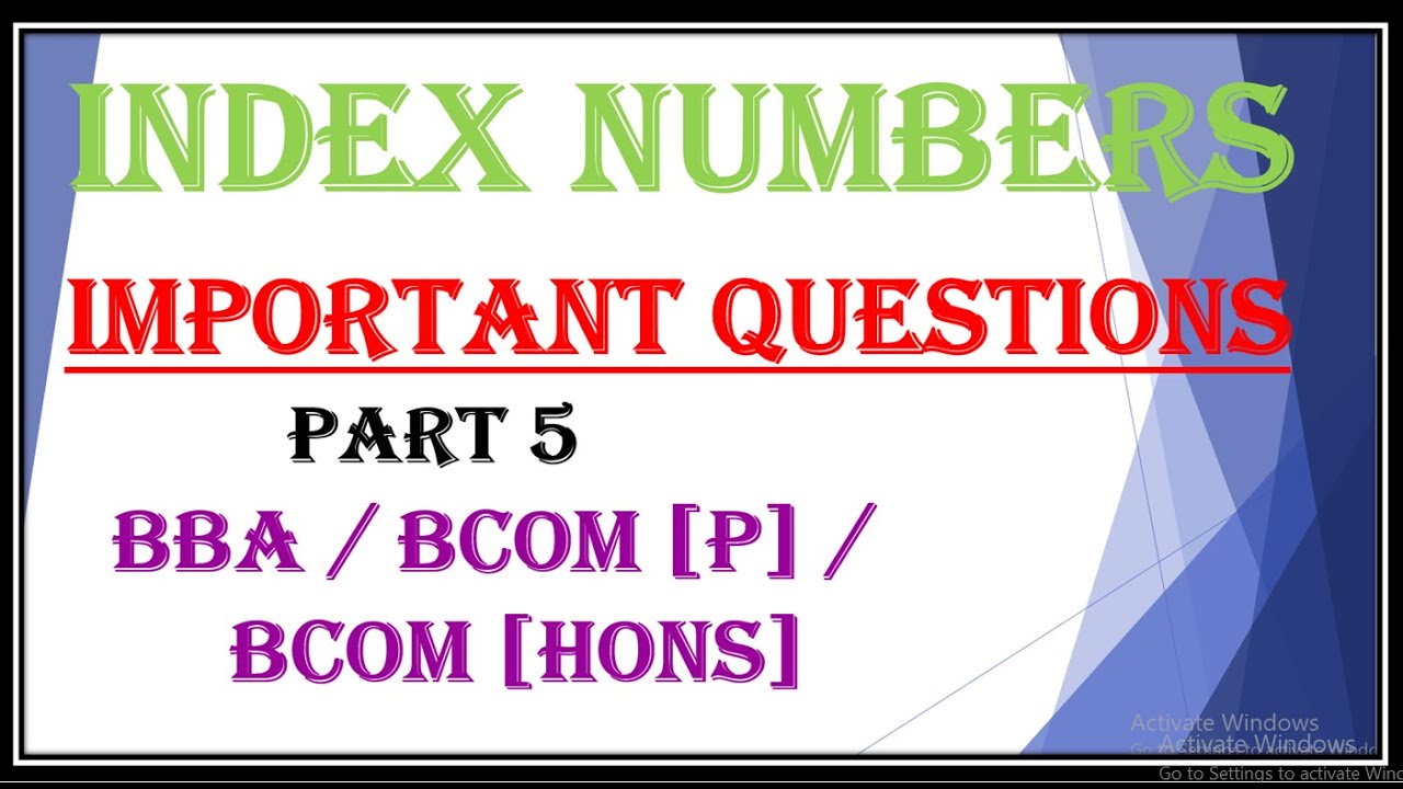 # 5 # Important Questions # Index Numbers - YouTube