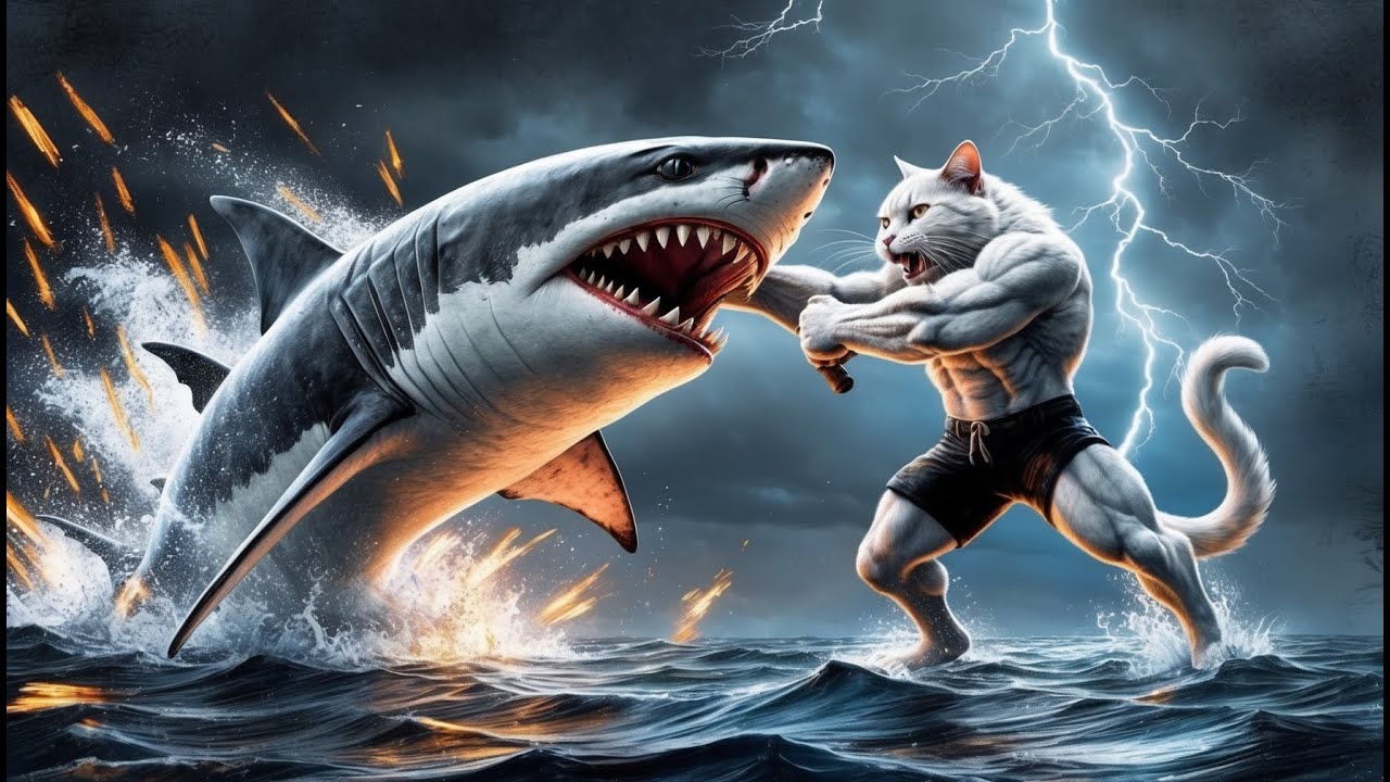 Hero Cat vs Shark - Epic Battle to Save the Dolphin | AI Animated Cat ...