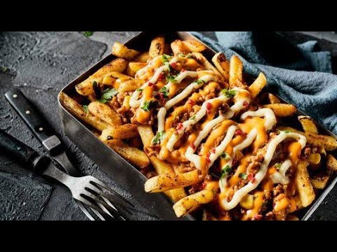 Loaded Fries with Cheese recipe by OMT | Street Food | Chicken Loaded ...