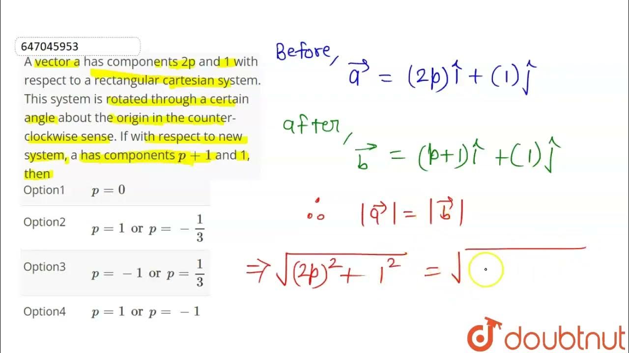 A vector a has components2p and 1 with respect to a rectangular ...