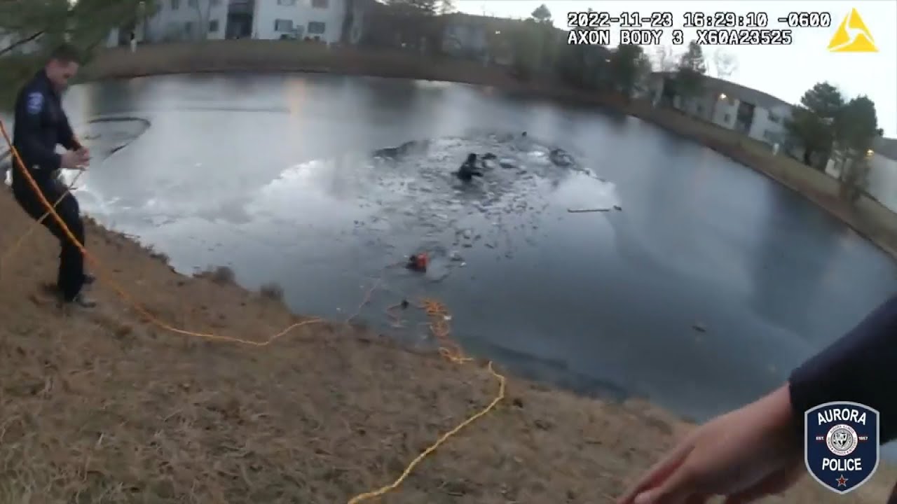 Officers Rescue Boy Who Fell in Pond Trying to Get His Football - YouTube