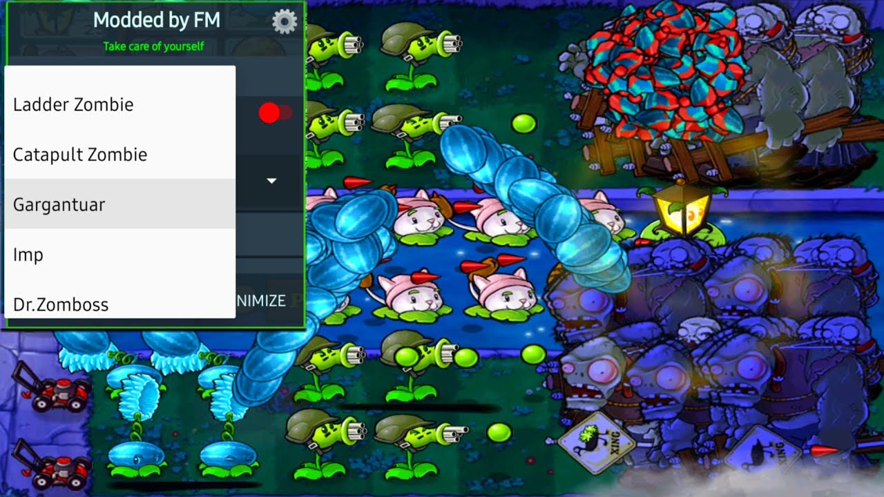 Plants vs. Zombies MOD Menu 3.4.3 || Rapid Fire Vs Gargantuar Zombie ...