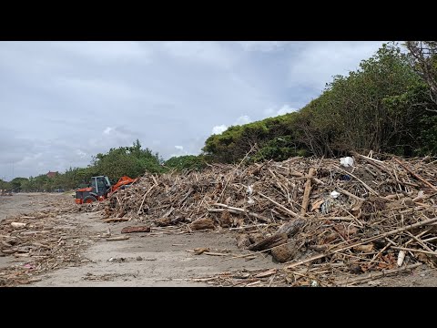 Sampah Ranting Hingga Batang Pohon Penuhi Pantai Kuta Bali - YouTube