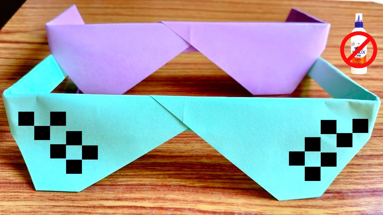 How to make Paper Sunglasses | Origami - Goggles Without Glue, Paper ...