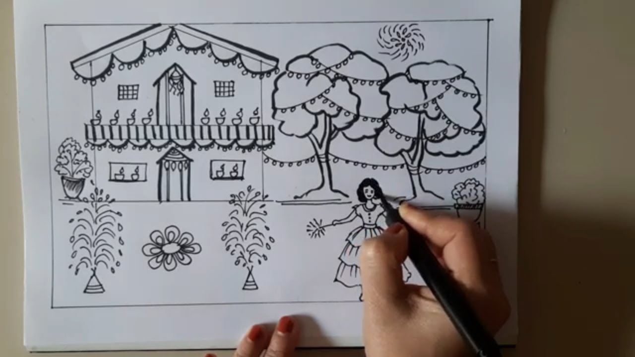 Indian Festival Diwali Drawing
