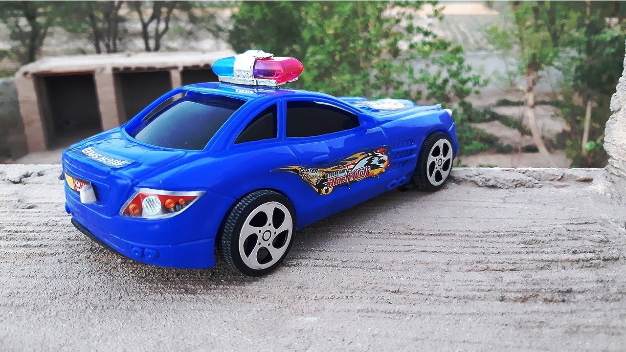 Checking My New Police Car toy on the Roof / Unboxing New blue Car Toy ...
