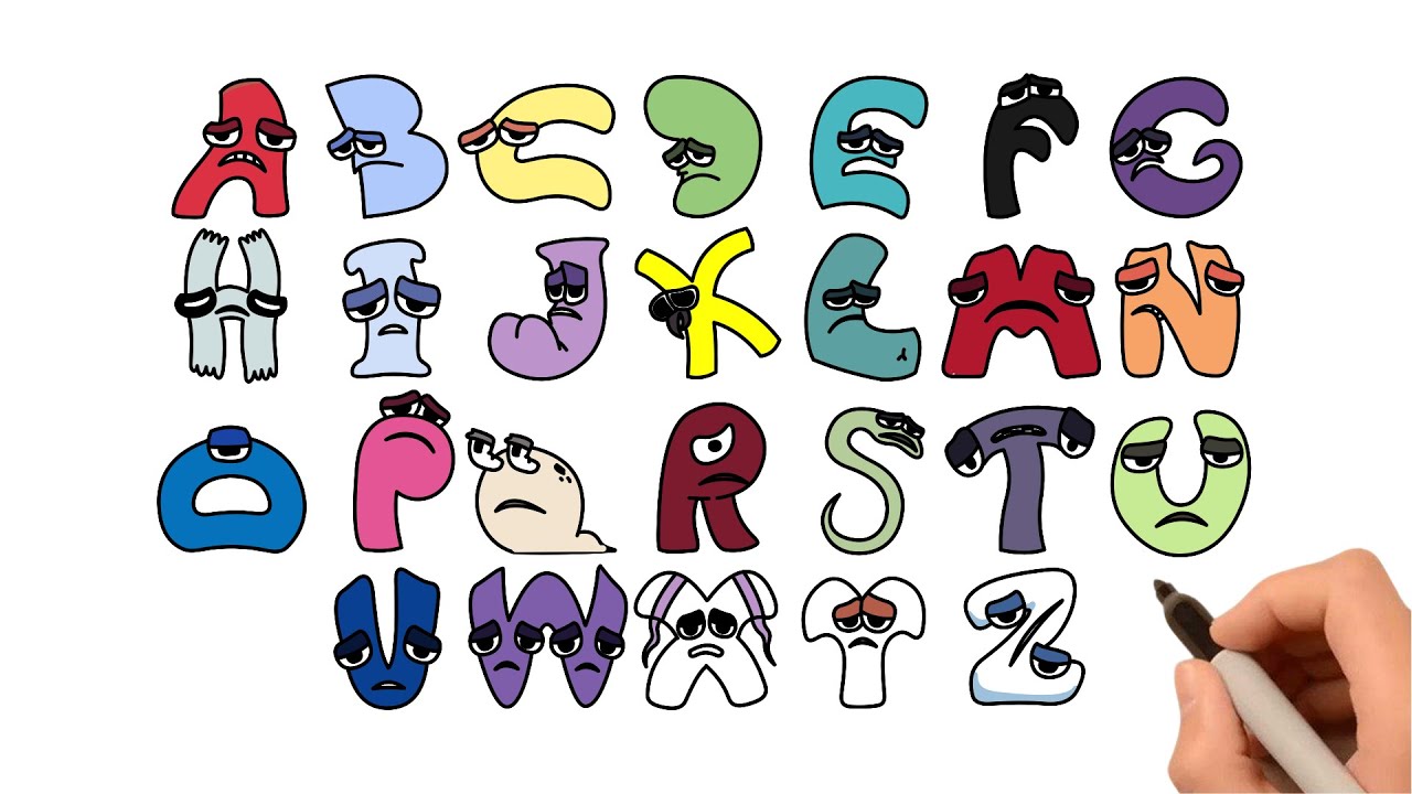 Drawing Alphabet Lore but they Sad Letters (A-Z) / How to draw Alphabet ...