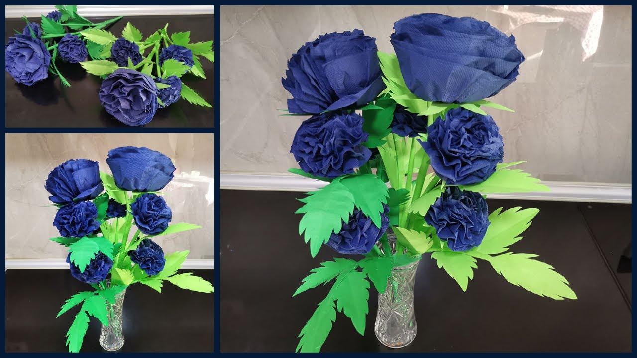 Amazing blue paper roses - Paper crafts - Paper flowers - DIY crafts ...