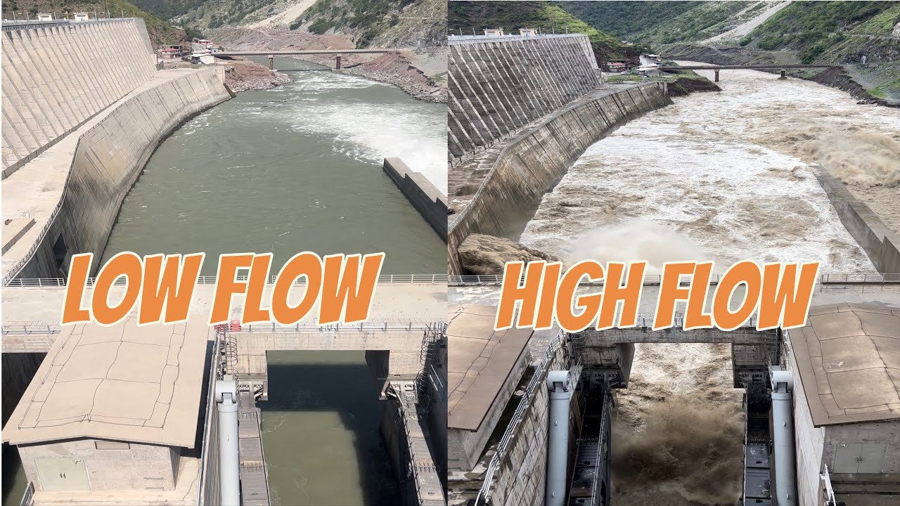 Dam high flow season vs low flow season - YouTube