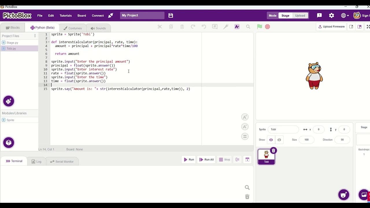 Python PictoBlox | Loan Interest Calculator #STEMpedia#DhanyaTN - YouTube