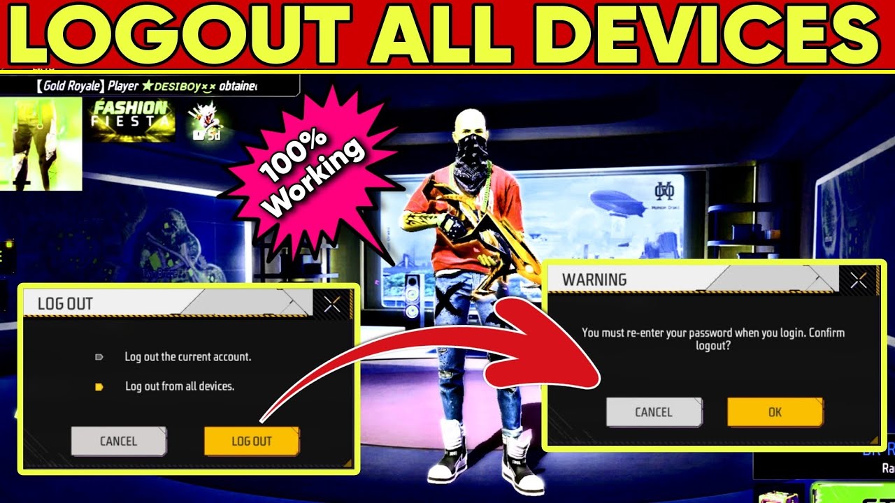 Log out from all devices free fire max||OB38 update logout all devices ...