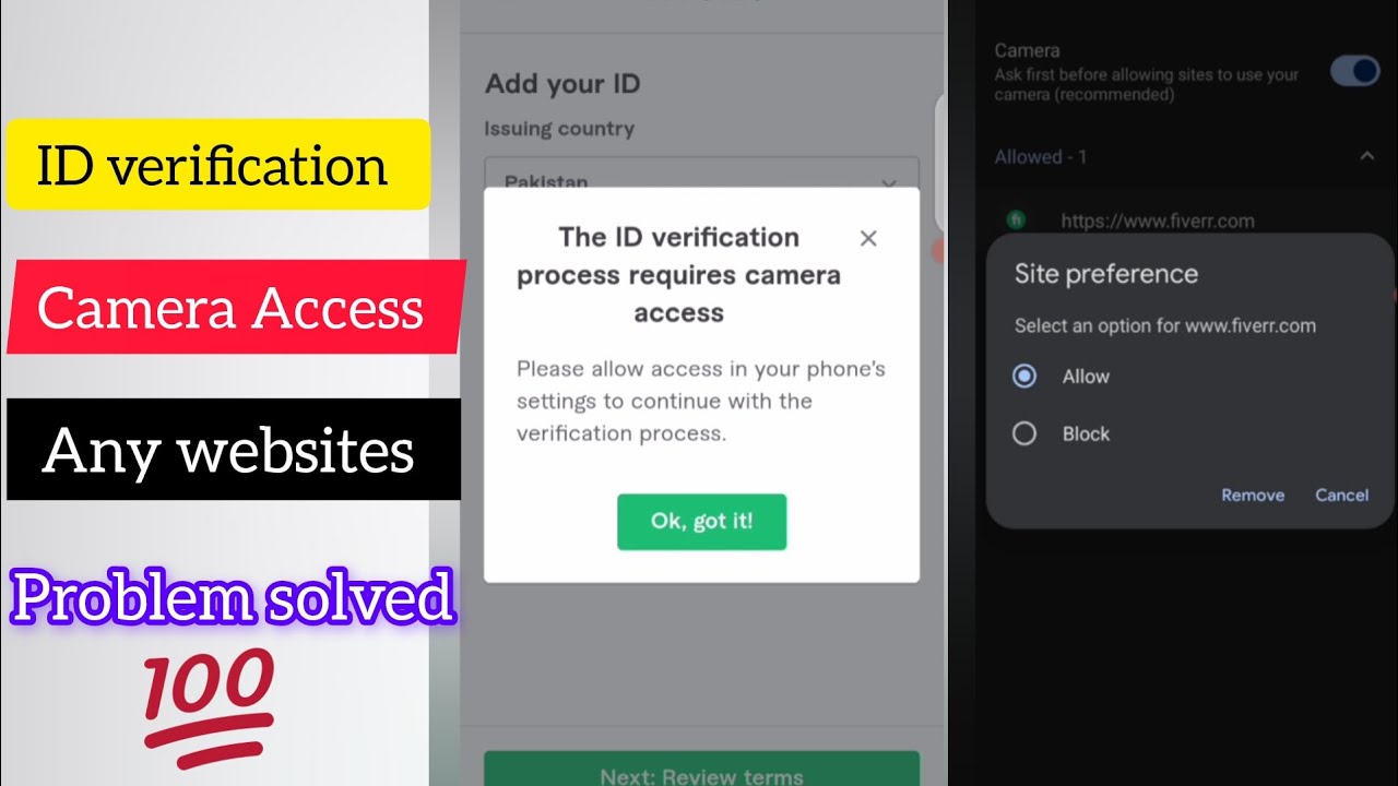 I'd verification process requires camera access problem solved #Fiverr ...