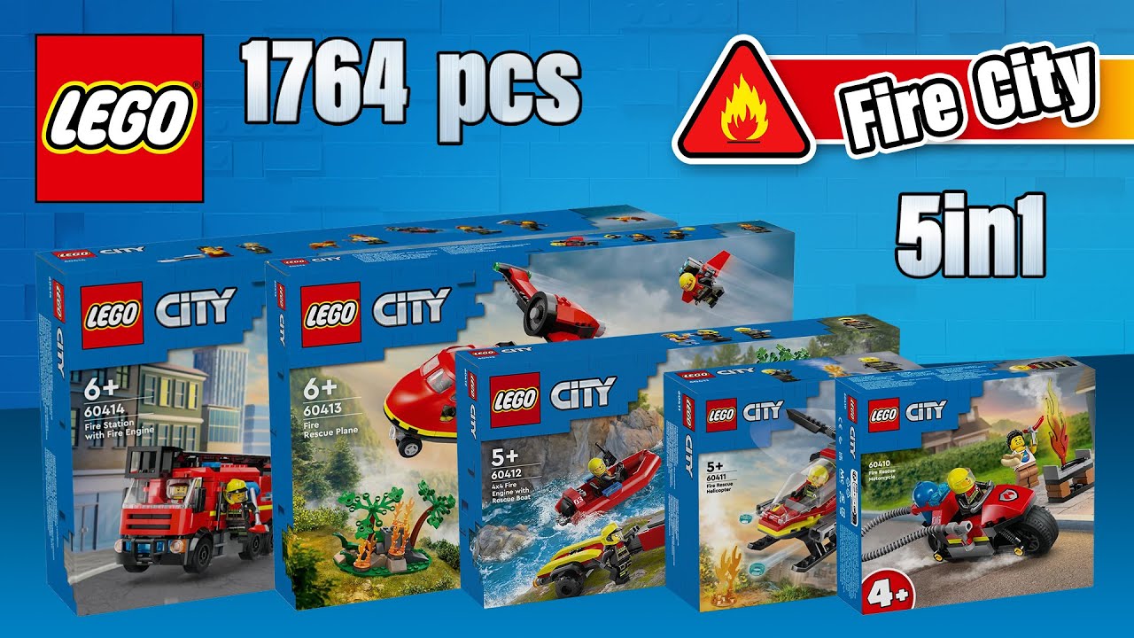 All LEGO City Fire Sets COMBO 2024 (5in1)[1764 pcs] Step-by-Step ...