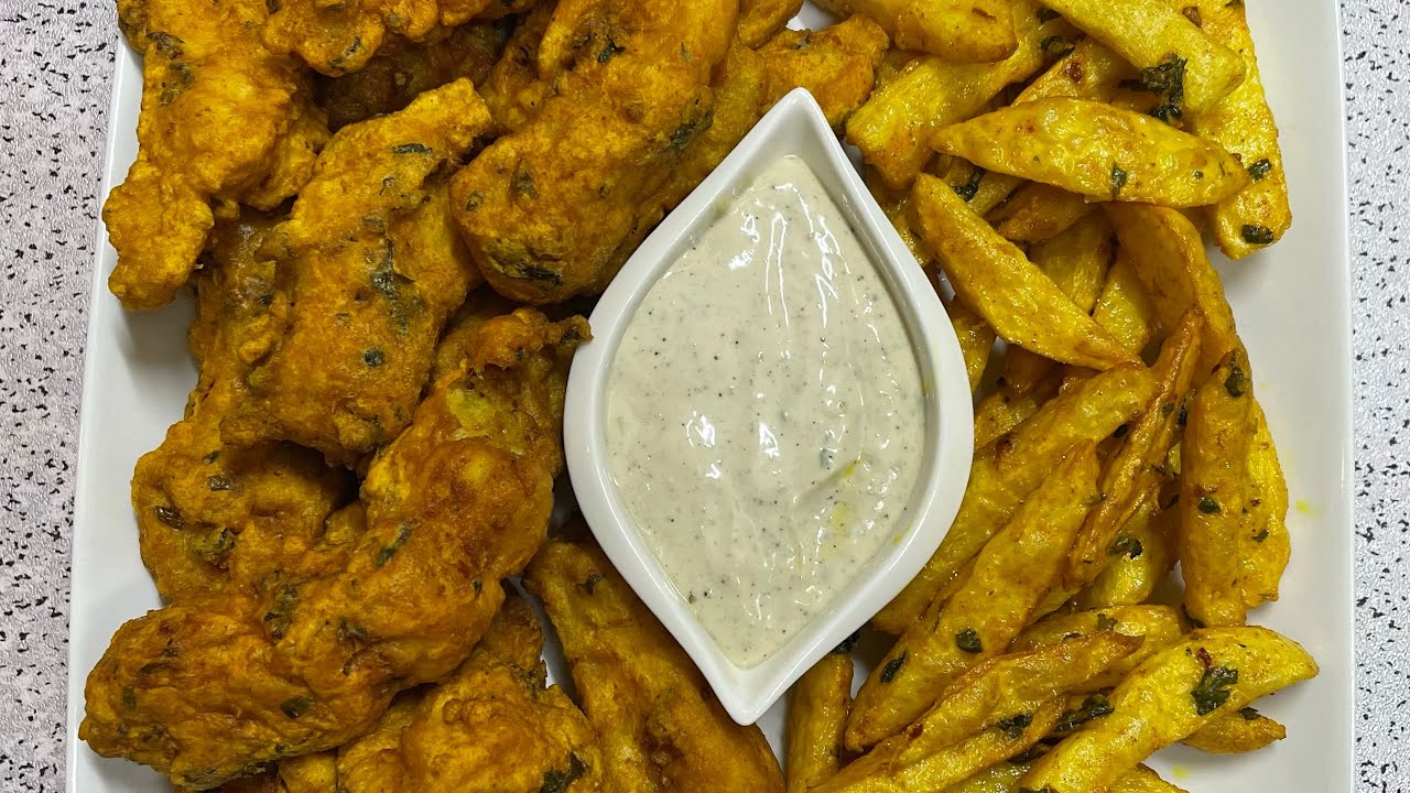 Batter fried fish with potato wedges - YouTube