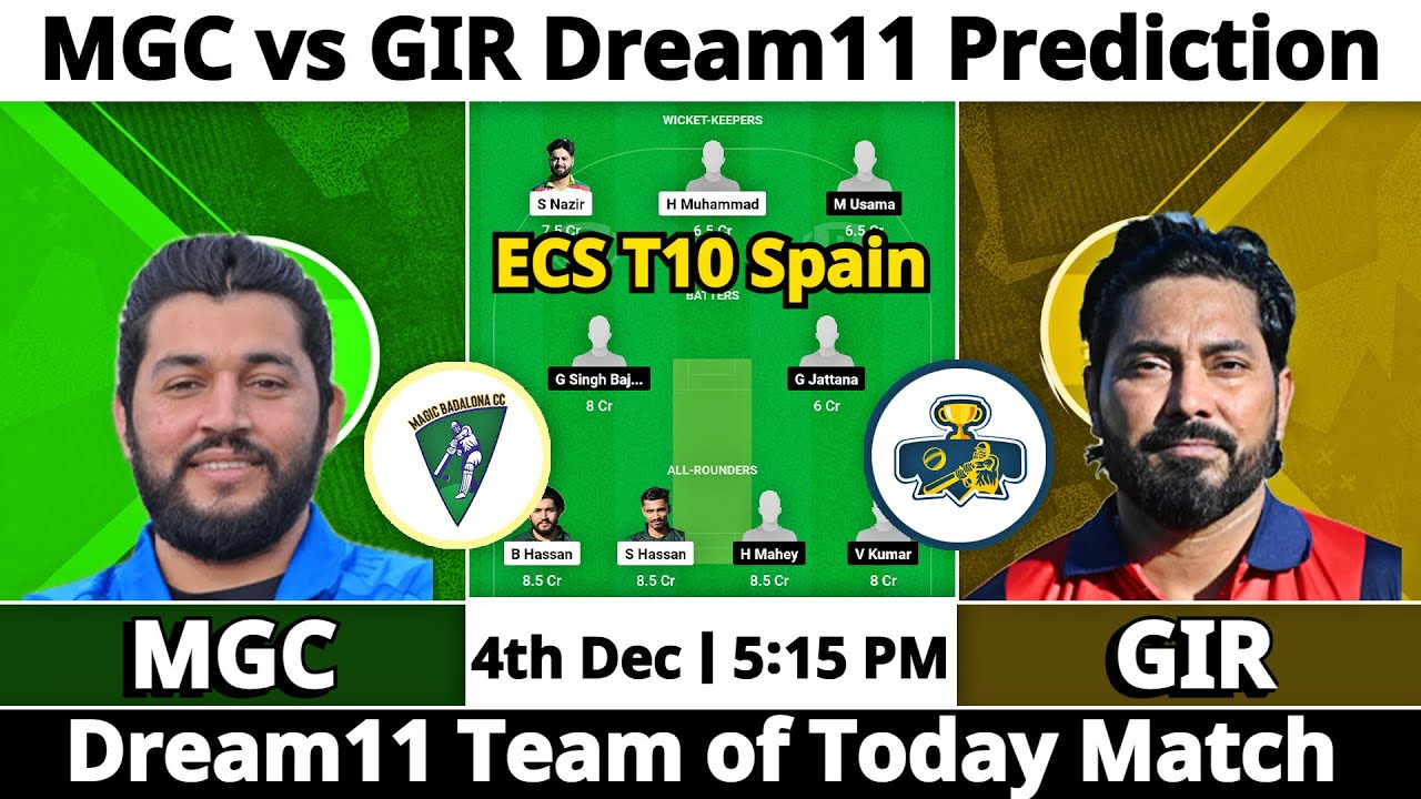 MGC vs GIR Dream11 Prediction | Dream11 Team Of Today Match | Dream11 ...