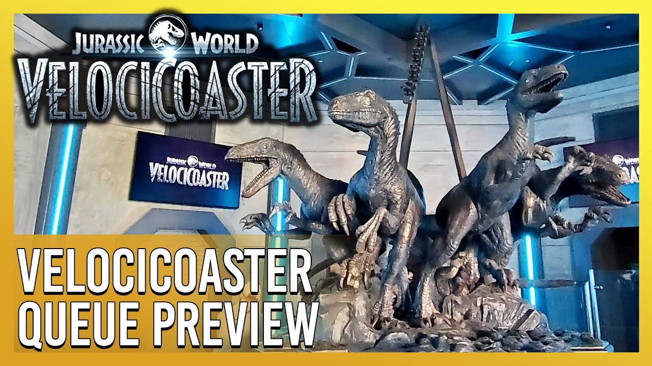 Jurassic World VelociCoaster Queue Preview - Islands of Adventure - YouTube