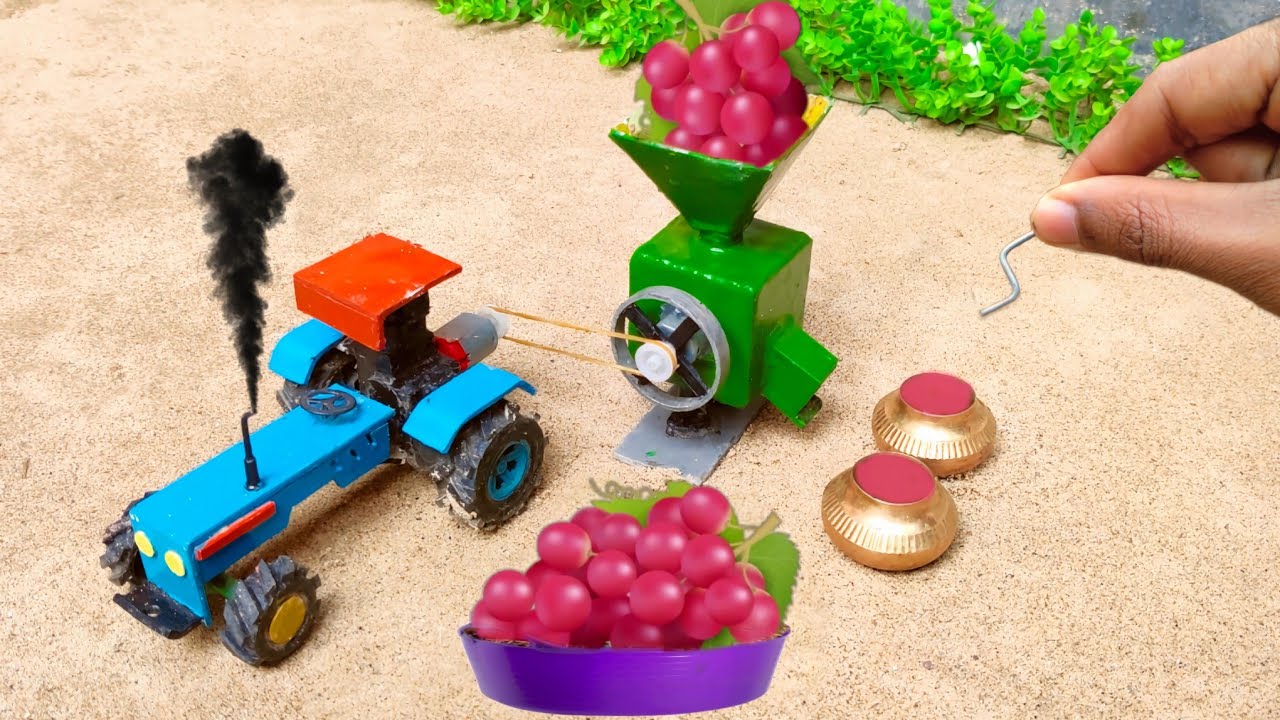 Diy tractor grapes juice machine mini science project #17 || flour mill ...