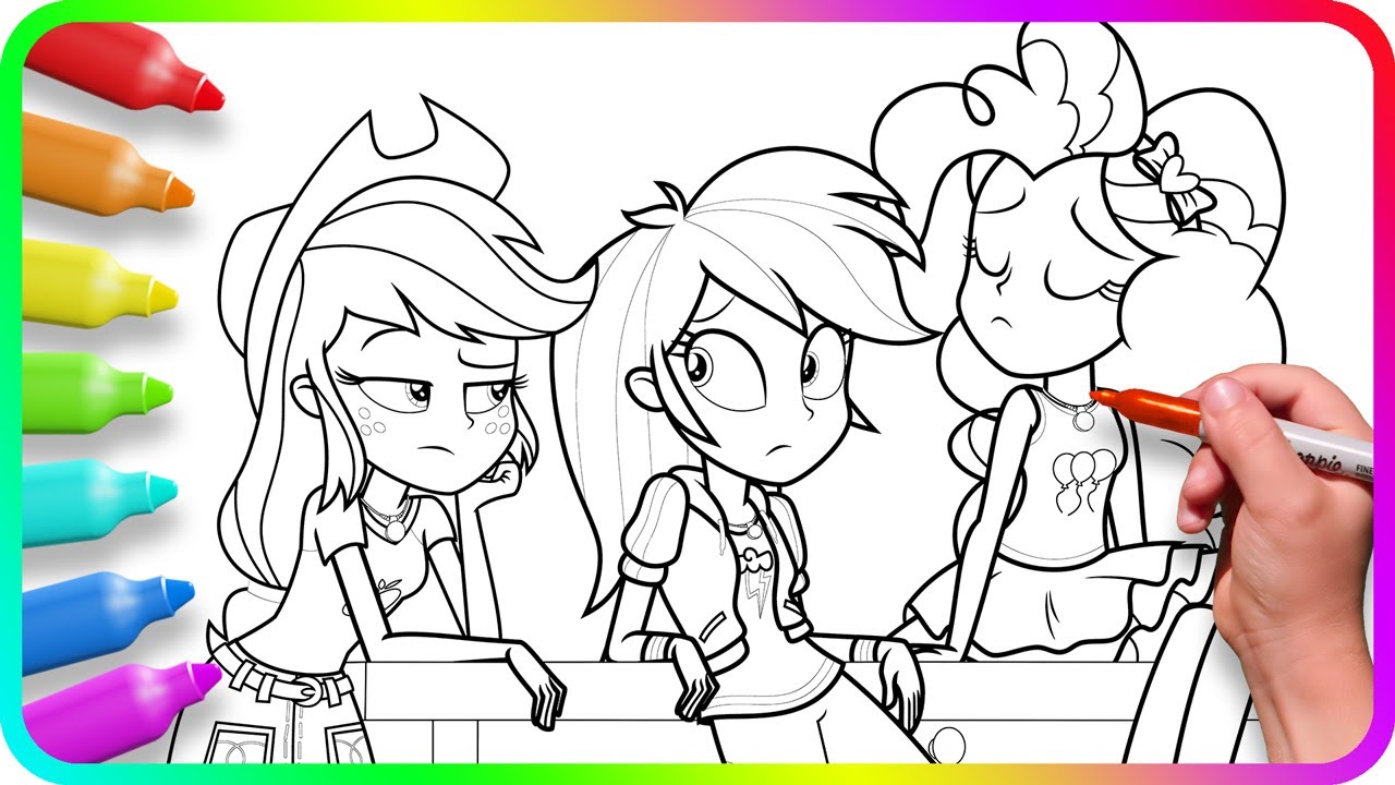 Coloring Pages EQUESTRIA GIRLS. How to draw My Little Pony. Easy ...