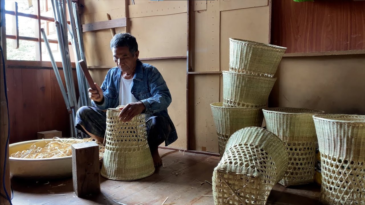 a dozen of handcrafted baskets made by dad are ready to be sold - YouTube