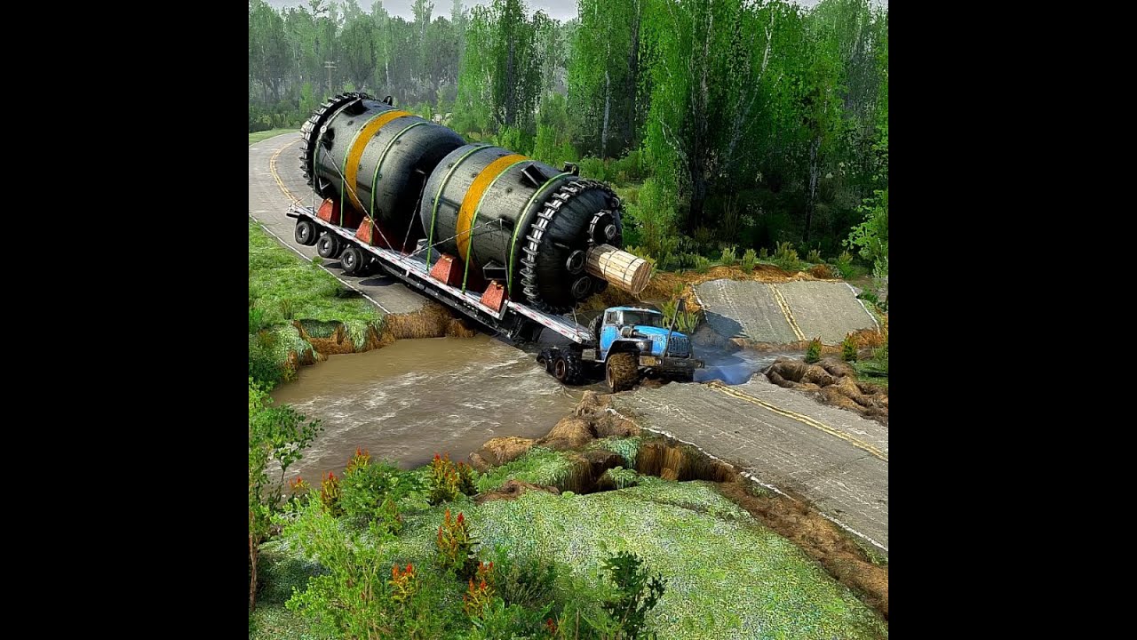 Amazing Heavy truck load with Big Engine Power - Spintires Mudrunner ...