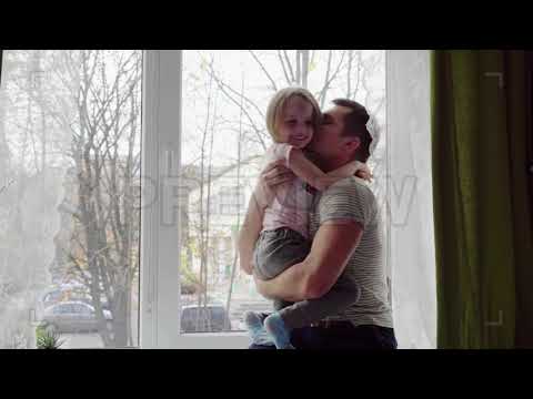 Girl Hugging Her Father Stock Video