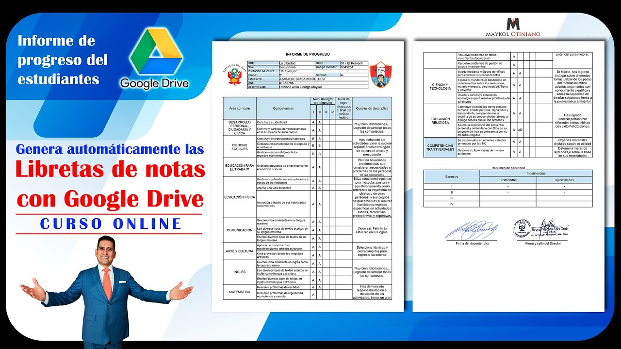 Libreta de notas con Google Drive AUTOMÁTICAMENTE - Informe de Progreso con Google Drive - YouTube
