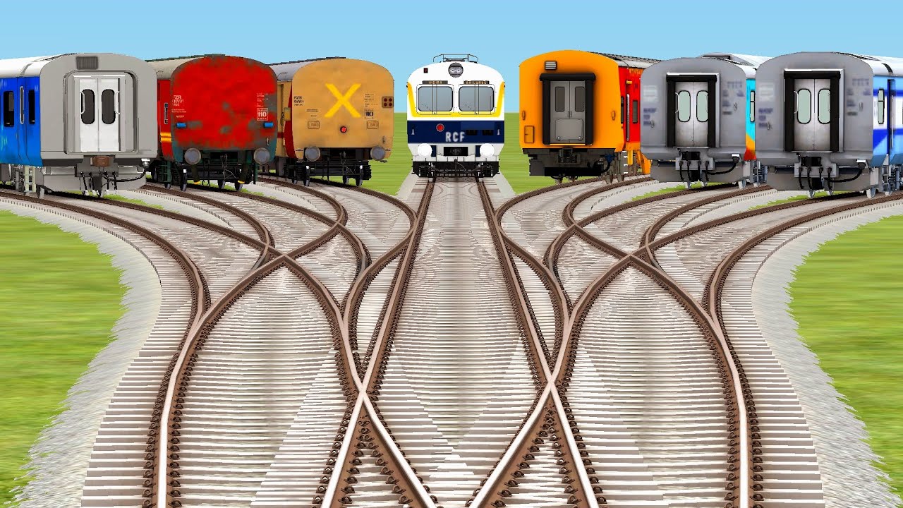 🔅Sim Train World 4 Trains Fun Trains Crossing Railroad Always Morning 🌄 ...