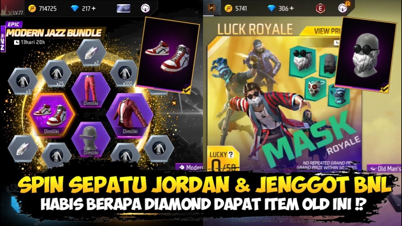 SPIN BUNDLE MODERN JAZZ SEPATU JORDAN & JENGGOT BNL OLD MAN MASK EVENT ...