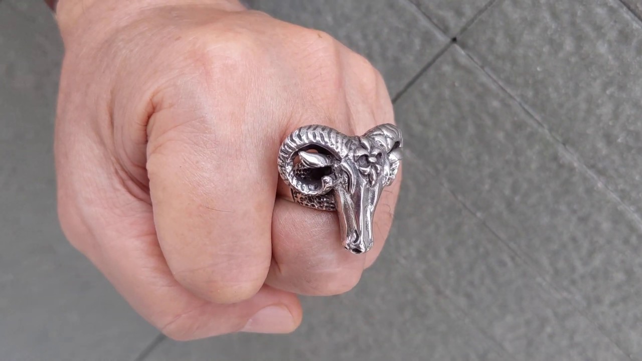 Sterling Silver Bull Head Men's Ring - YouTube