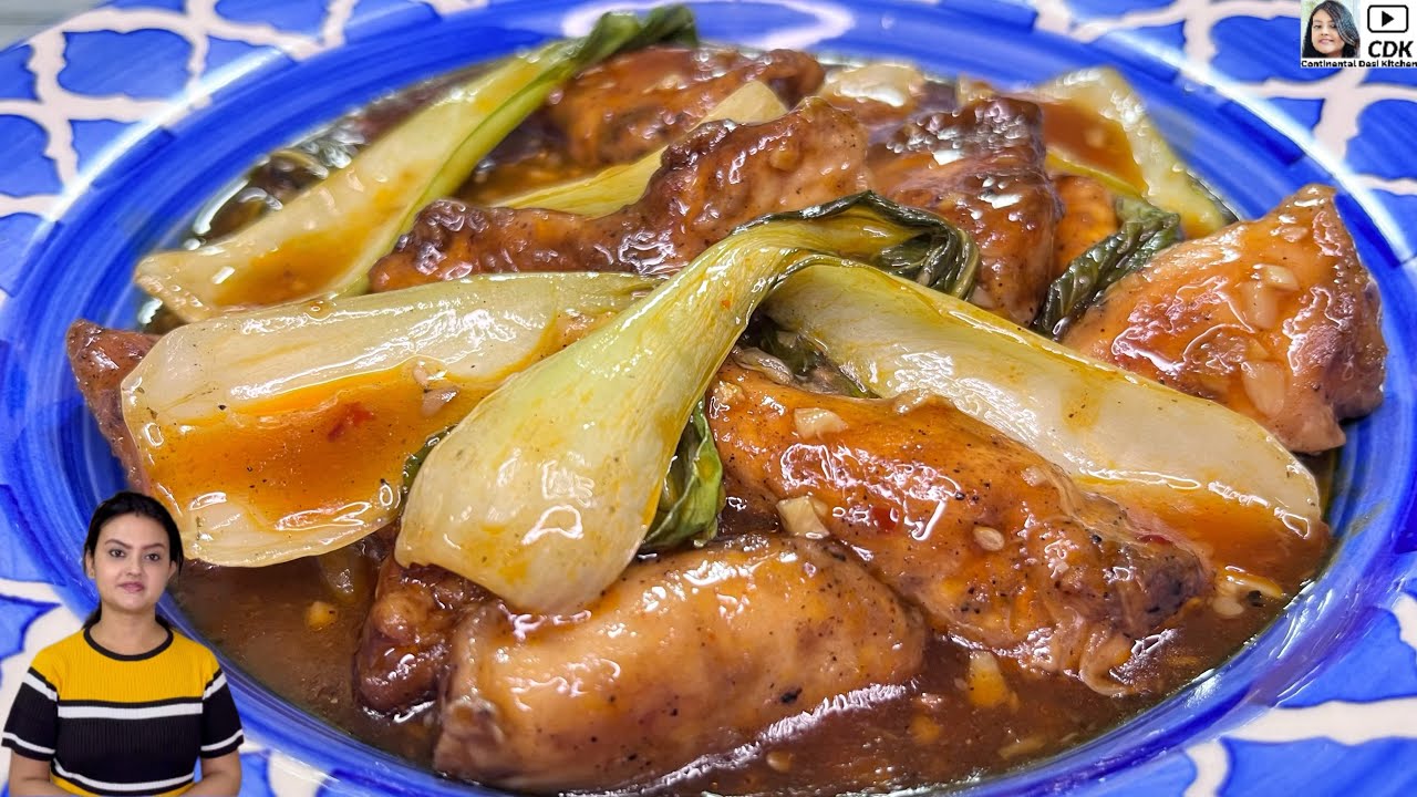 Chicken with Bok Choy in Hot Garlic Sauce | Garlic Chicken Pak Choi ...