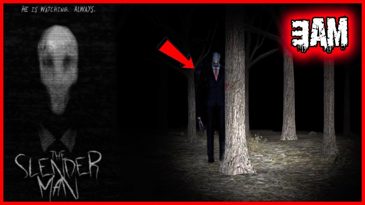 PLAYING SLENDER MAN AT 3 AM!! SEARCHING THROUGH HIS FOREST (WE ACTUALLY ...