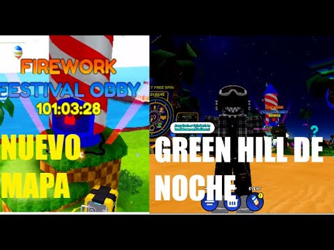 NUEVO MAPA FIREWORK Y OBBY GREEN HILL DE NOCHE EN SONIC SPEED SIMULATOR ...