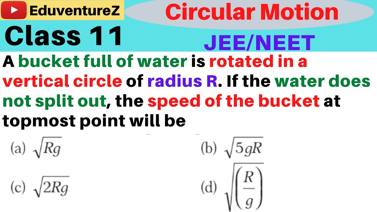 A bucket full of water is rotated in a vertical circle of radius R. If ...