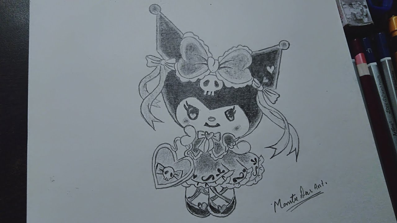 How to draw kuromi -sanrio easy/Easy pencil drawing cute cartoon kuromi ...