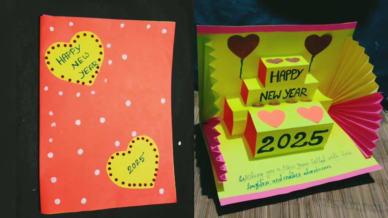 DIY New year Special greeting card 2025 // Happy New year pop-up card ...